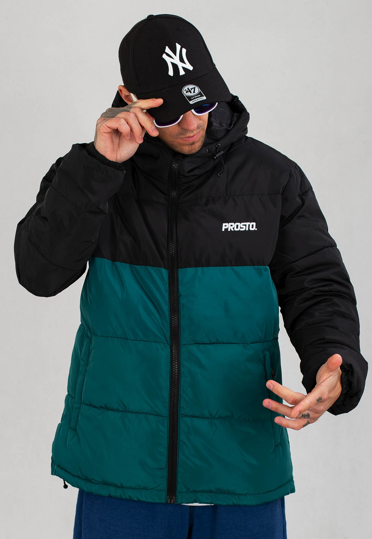 Kurtka Prosto Winter Adament czarno zielona - MEMBRANA.PL